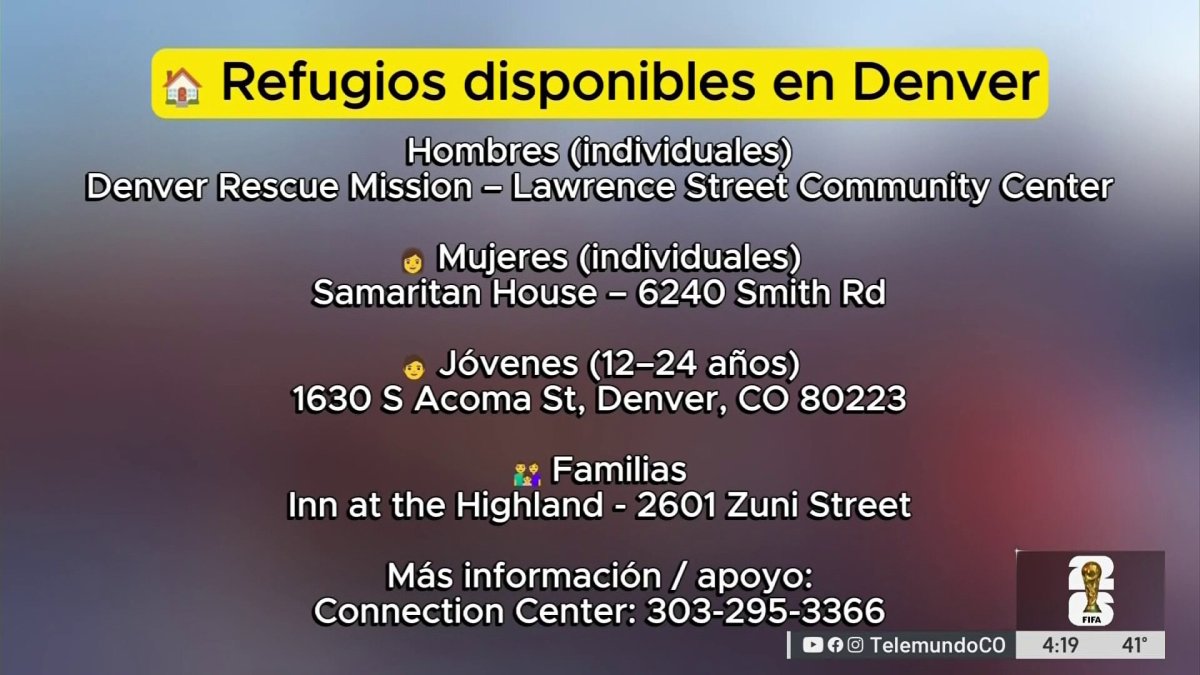 Refugios disponibles en Denver – Telemundo Denver